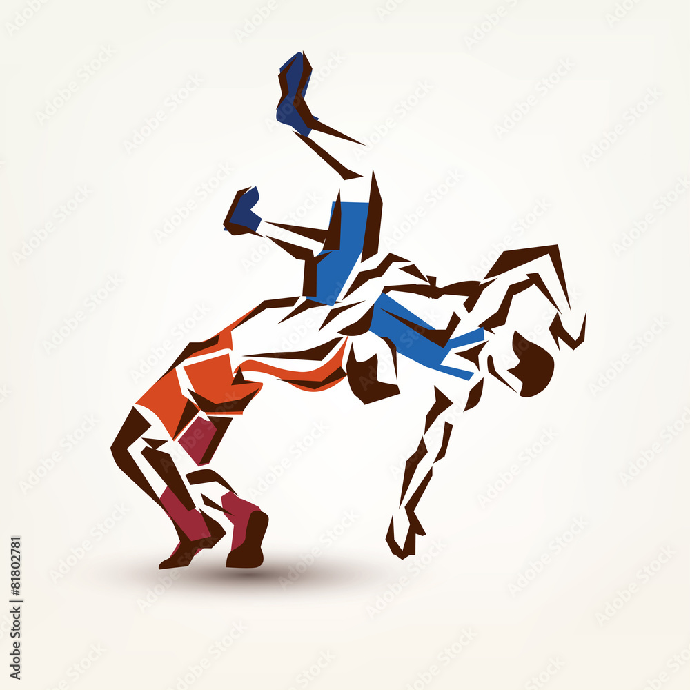 wrestling symbol, vector silhouette of two athletes Stock Vector ...
