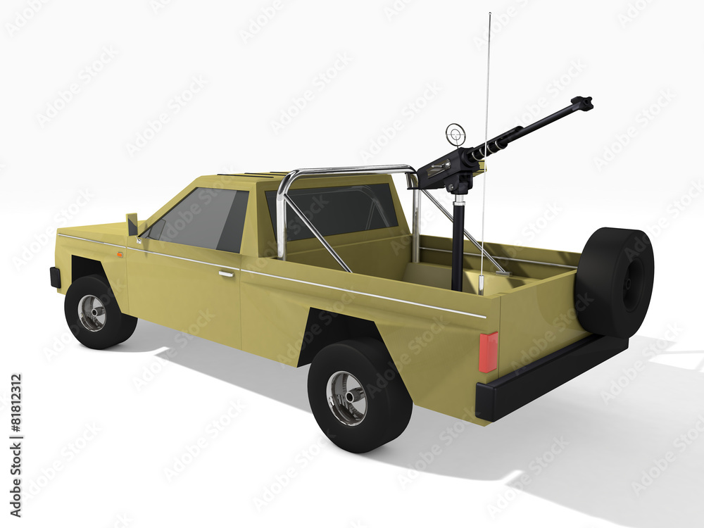 3d rendered model of pickup truck armed with machine gun Stock ...