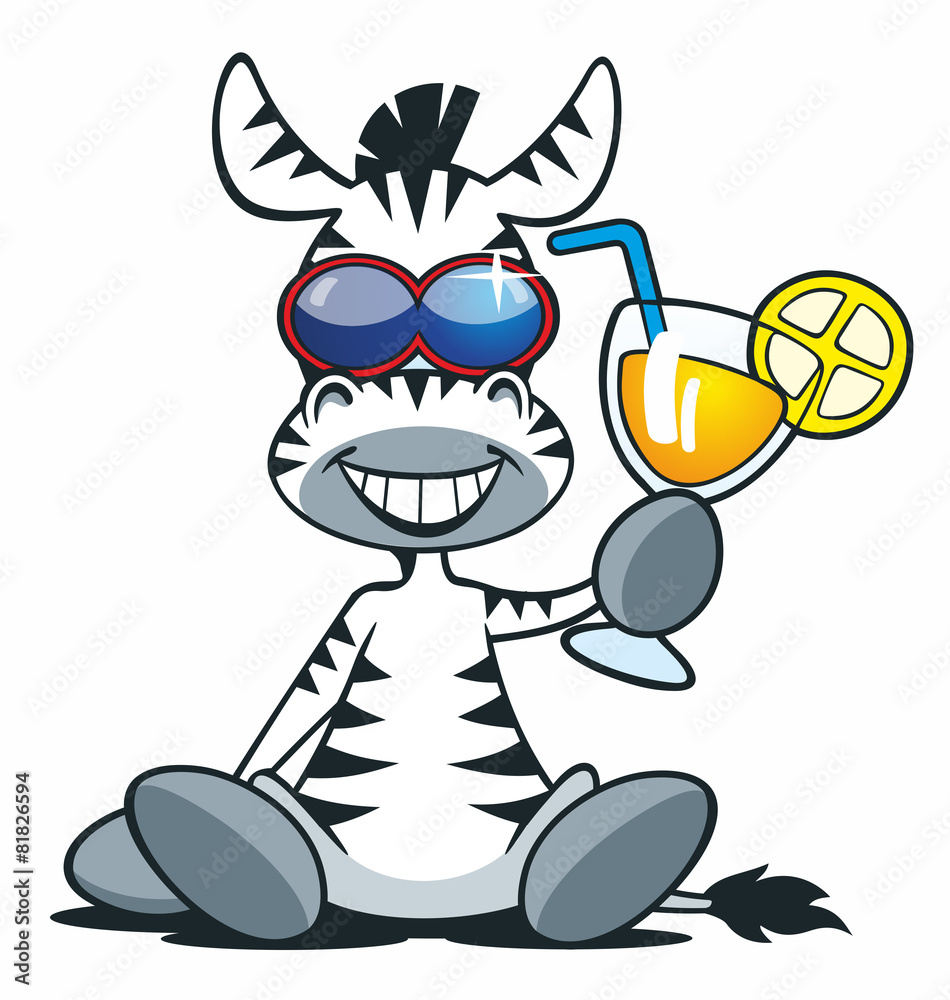 Mascot Zebra Cocktail Stock Illustration | Adobe Stock