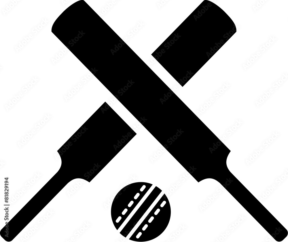 Crossed cricket bats with ball Stock Vector | Adobe Stock