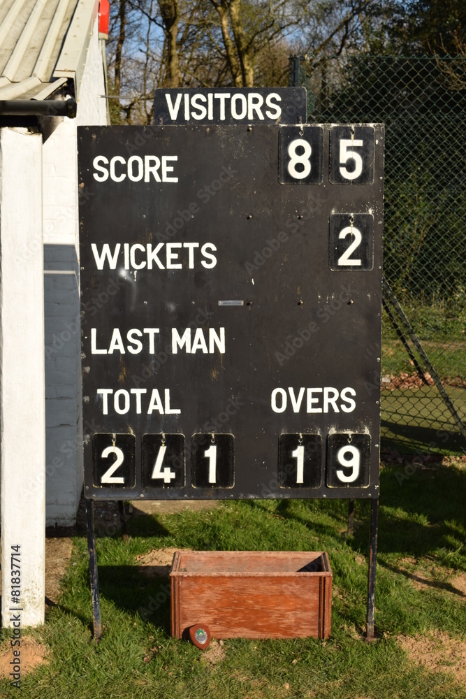 Traditional village cricket scoreboard in England Stock Photo | Adobe Stock