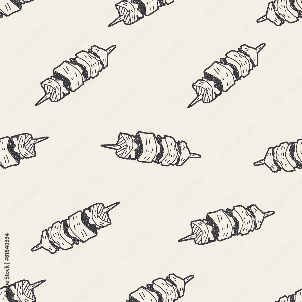 Doodle Kebab seamless pattern background Stock Vector | Adobe Stock