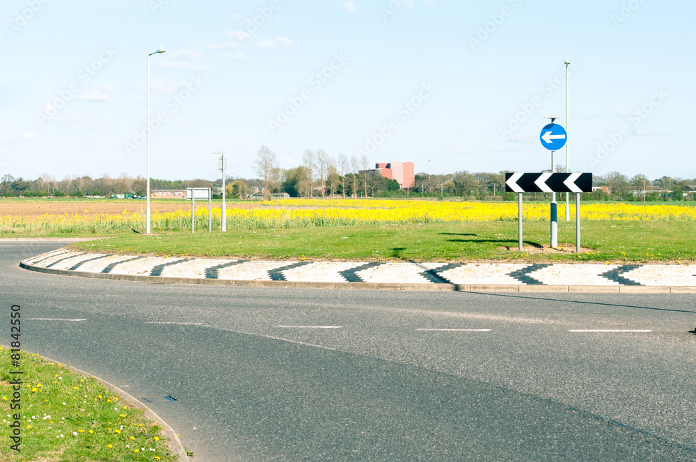 Modern road and roundabout in rural England Stock Photo | Adobe Stock