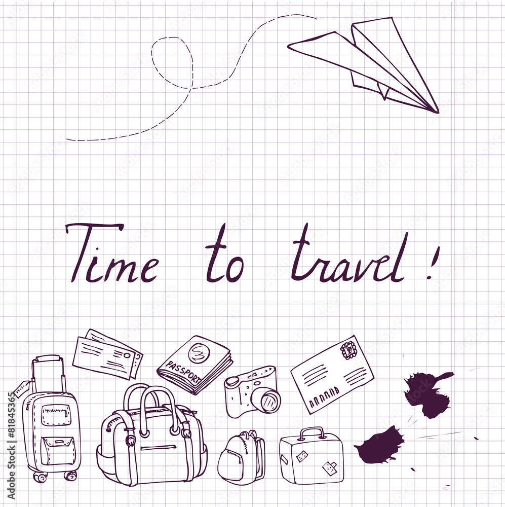 travel card with paper plane Stock Vector | Adobe Stock