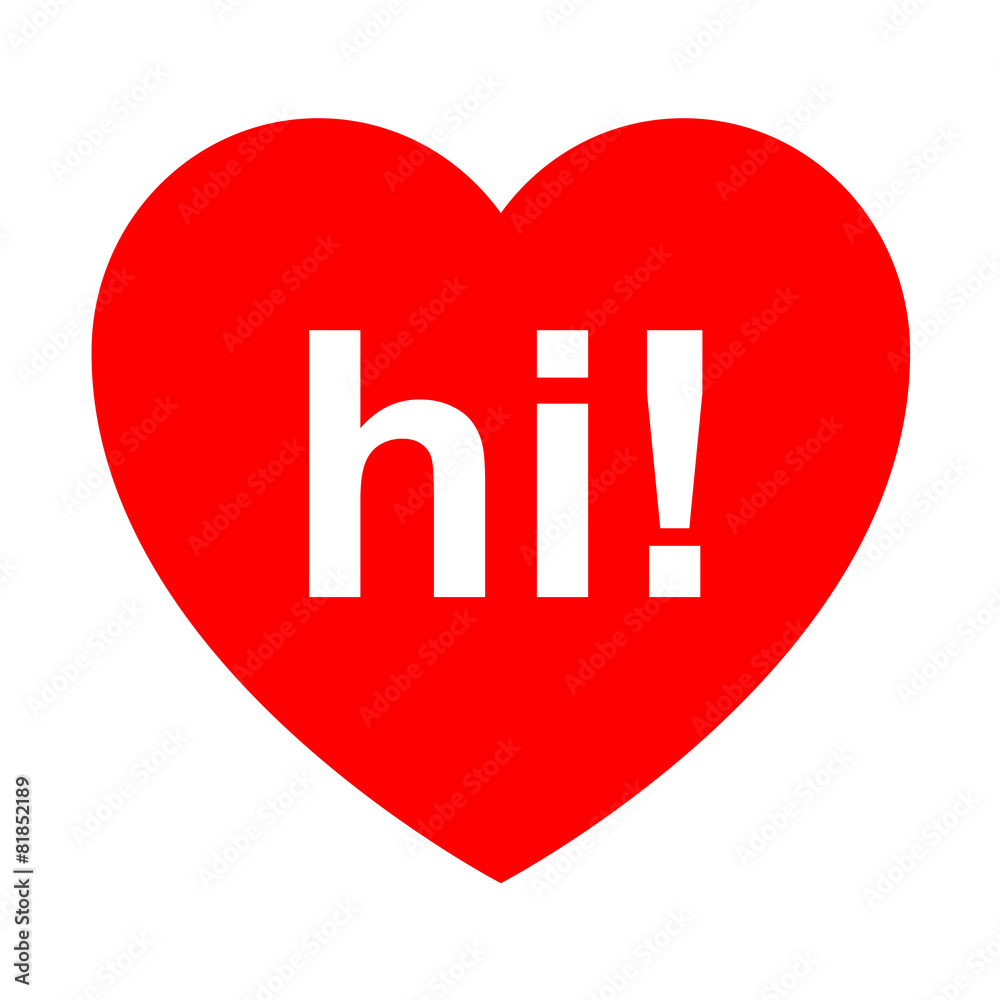 Icono texto hi en corazon Stock Illustration | Adobe Stock