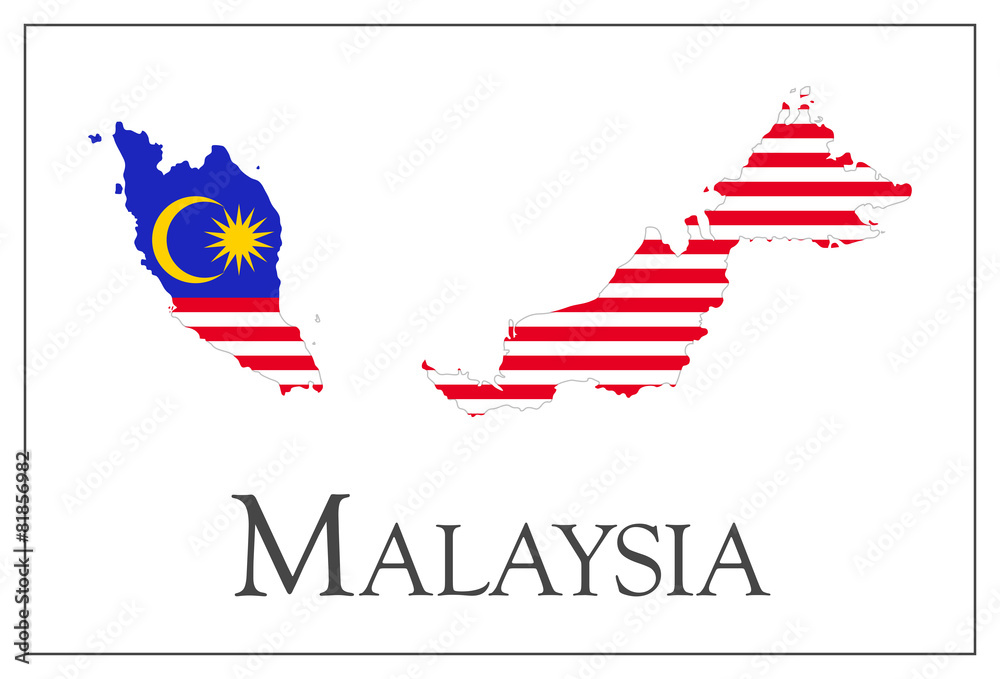 Malaysia flag map Stock Vector | Adobe Stock