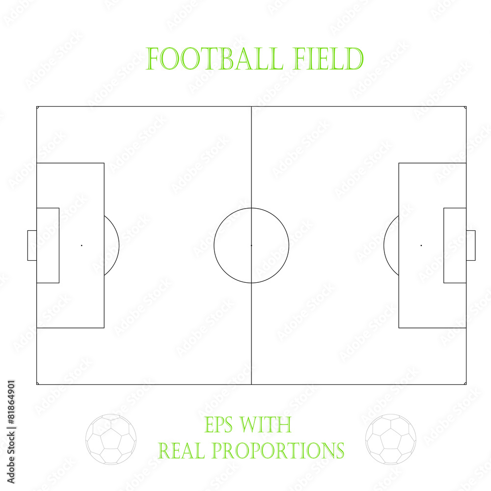 vector image of the size of a football field in real proportions Stock ...