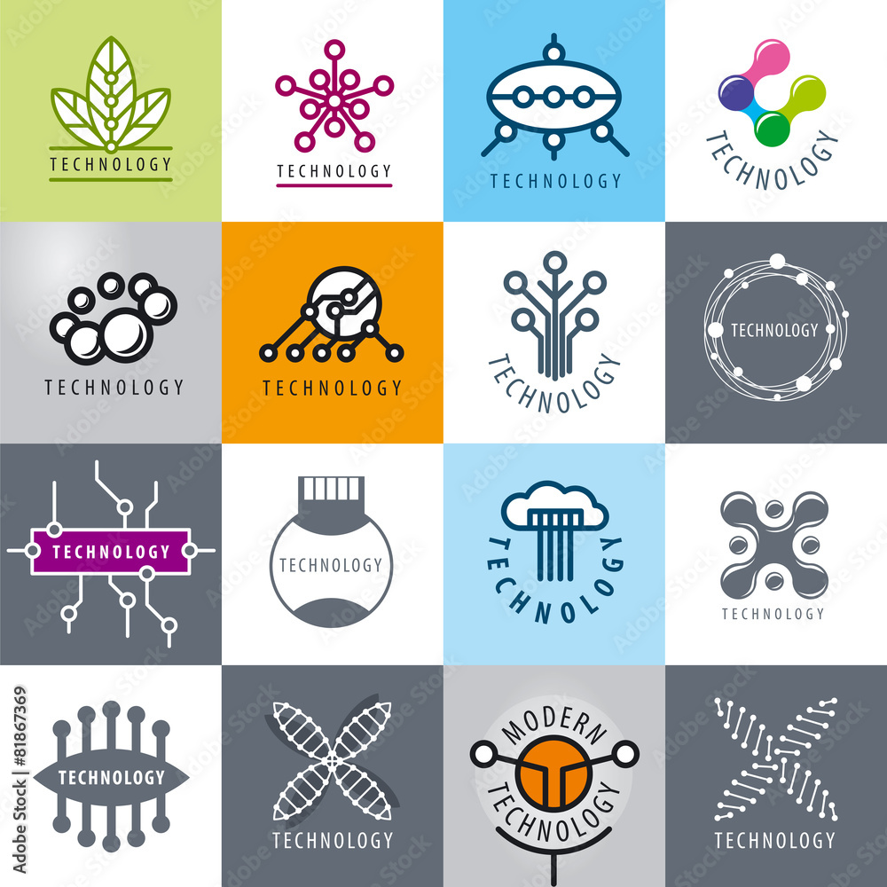 big set of vector logos technology Stock Vector | Adobe Stock