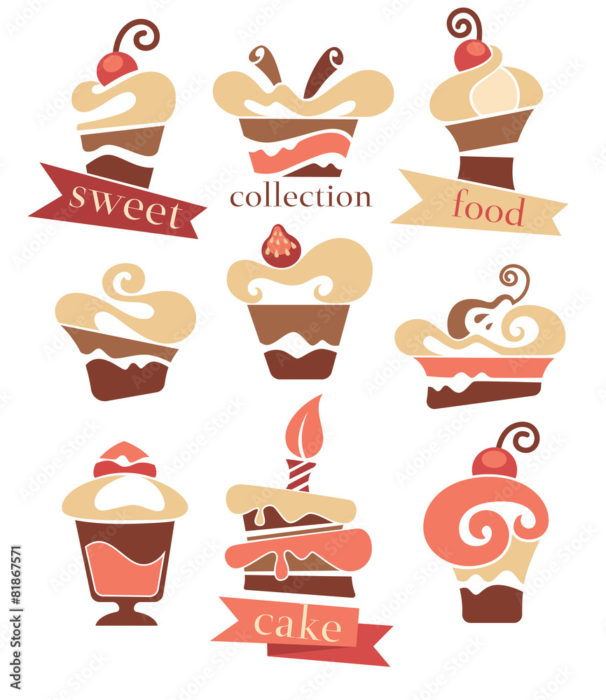 Vector collection of cakes images, symbols and emblems Stock Vector ...