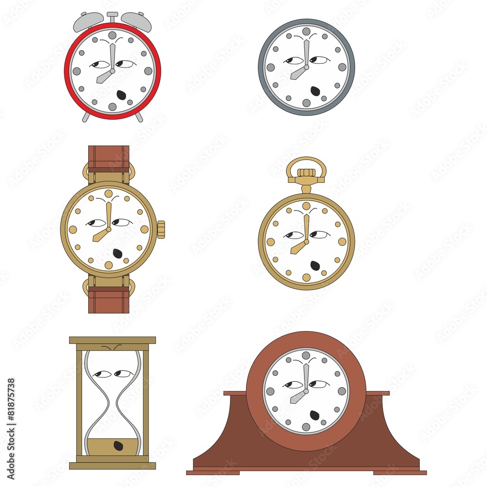 Cartoon funny clock face smiles 014 Stock Vector | Adobe Stock