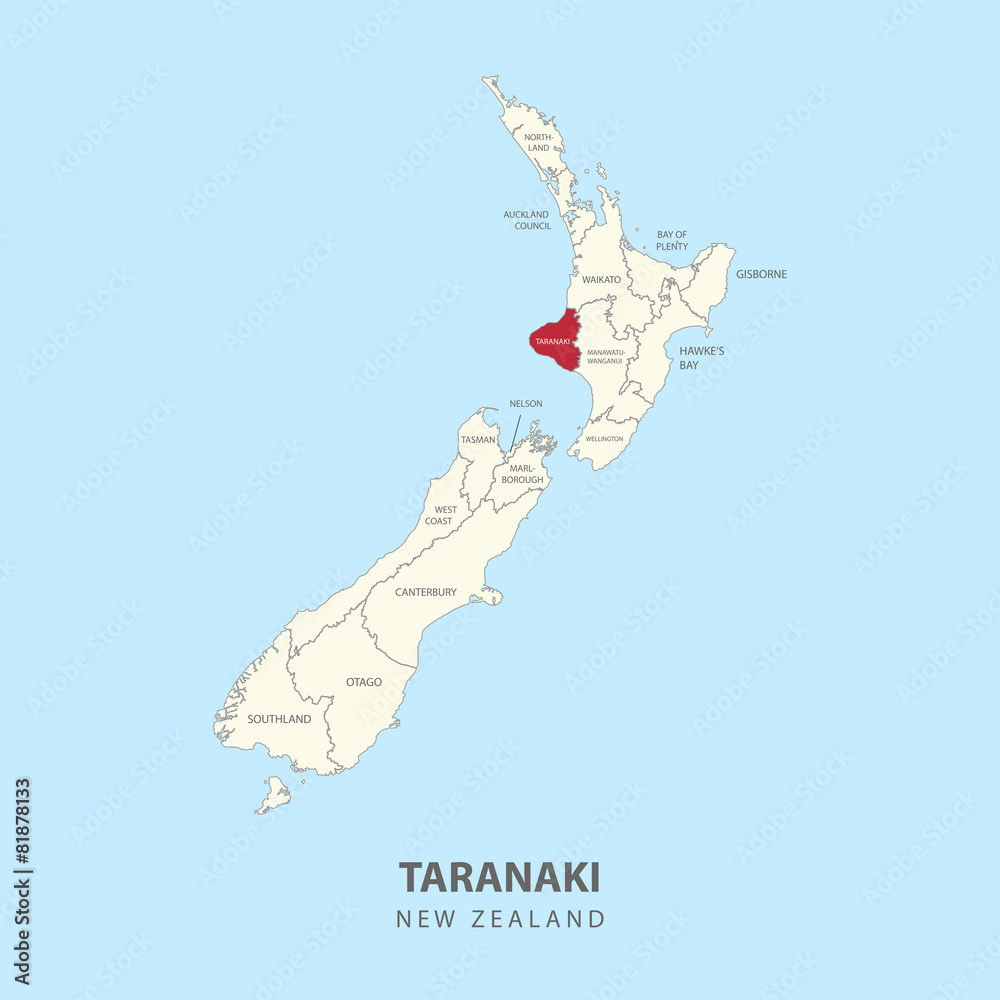 TARANAKI REGION MAP flat design illustration vector Stock Vector ...