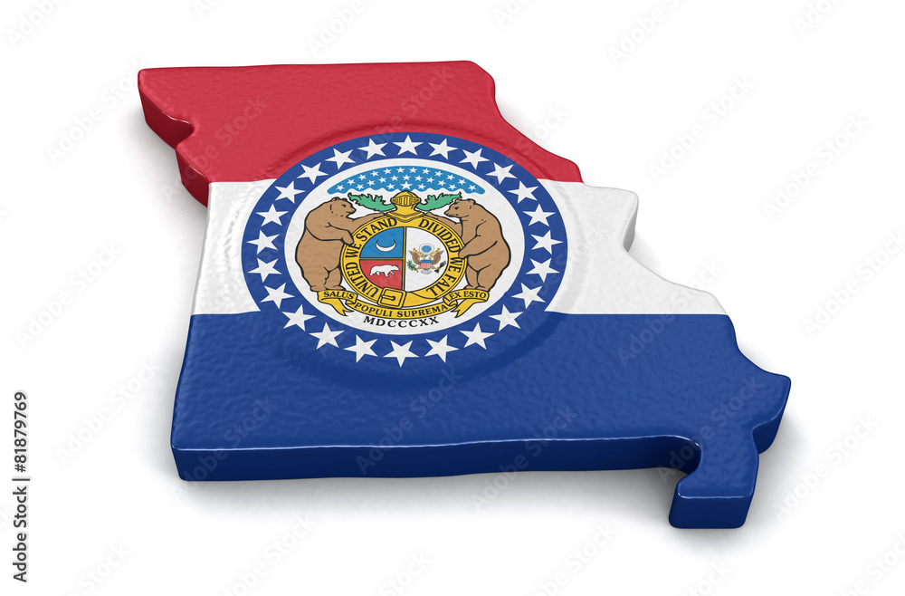 Map of Missouri state with flag. Image with clipping path. Stock ...