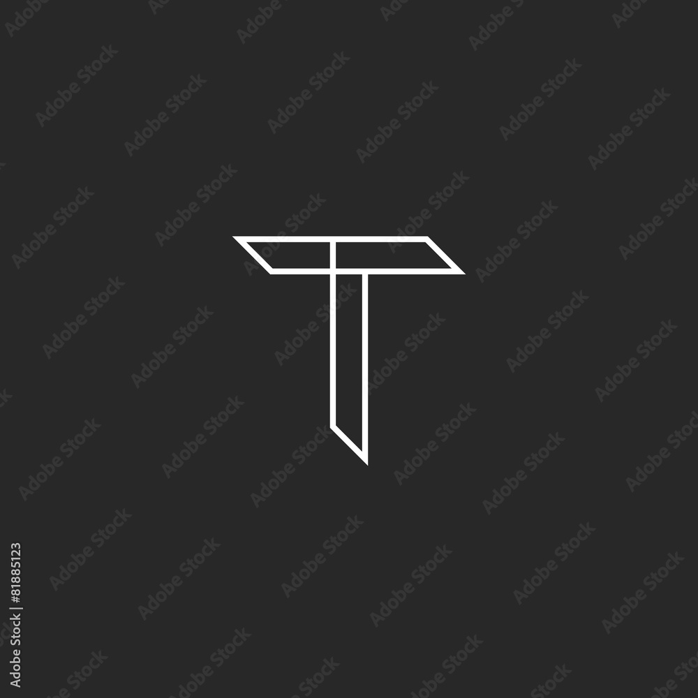 T letter mockup logo in thin lines, graphic design Stock Vector | Adobe ...