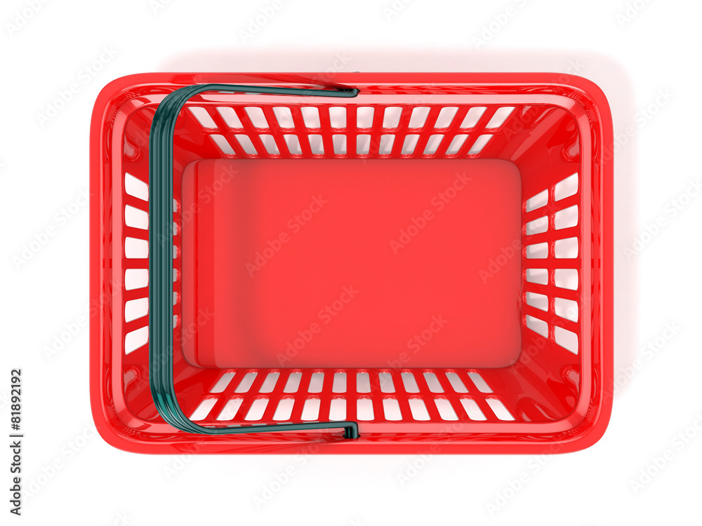 Red shopping basket, top view. 3D rendered illustration Stock ...