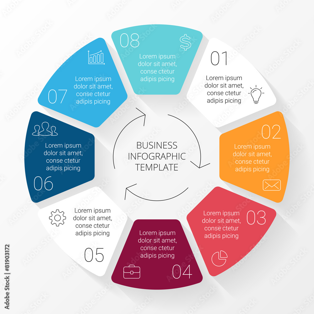 Vector circle lines infographic. Template for cycle diagram Stock ...