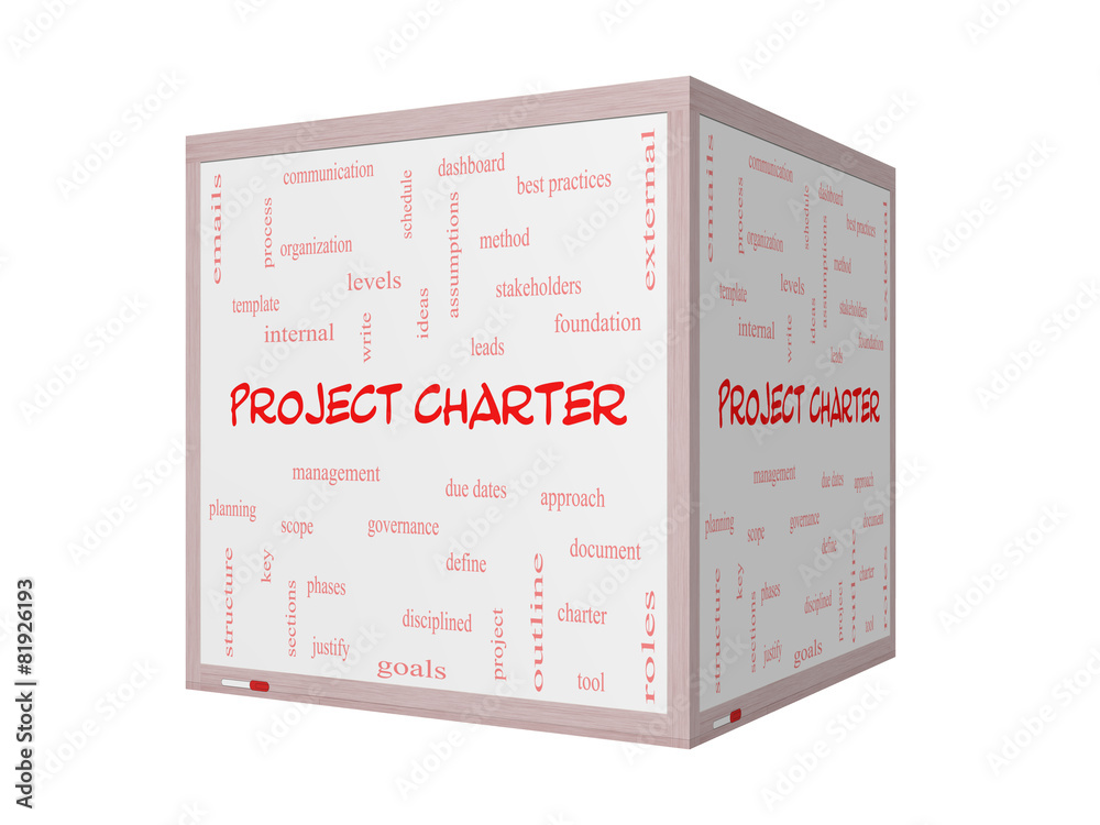 Project Charter Word Cloud Concept on a 3D Whiteboard Stock ...