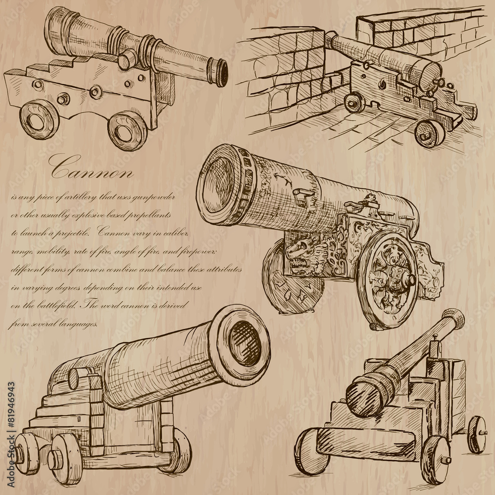 Cannons - An hand drawn vectors. Converted Stock Vector | Adobe Stock