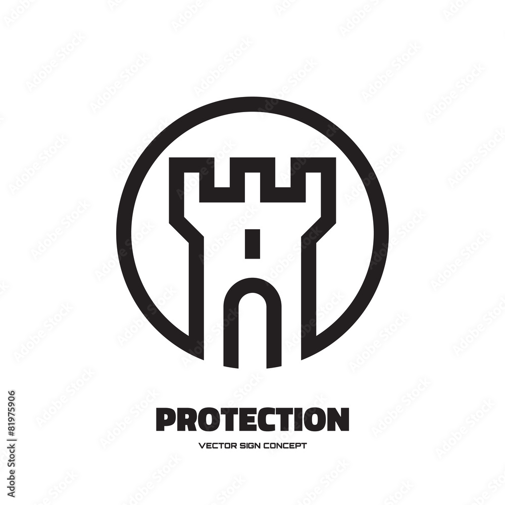 Protection - vector logo concept illustration. Abstract tower of castle ...