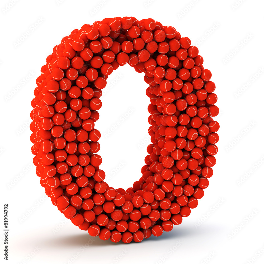 3D number zero made from tennis balls Stock Illustration | Adobe Stock