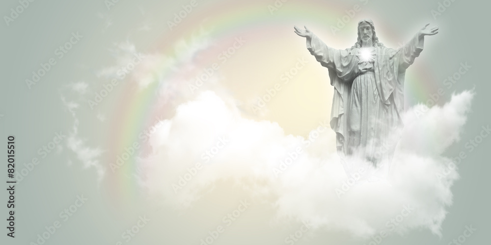 Jesus Christ in the clouds. Stock Illustration | Adobe Stock