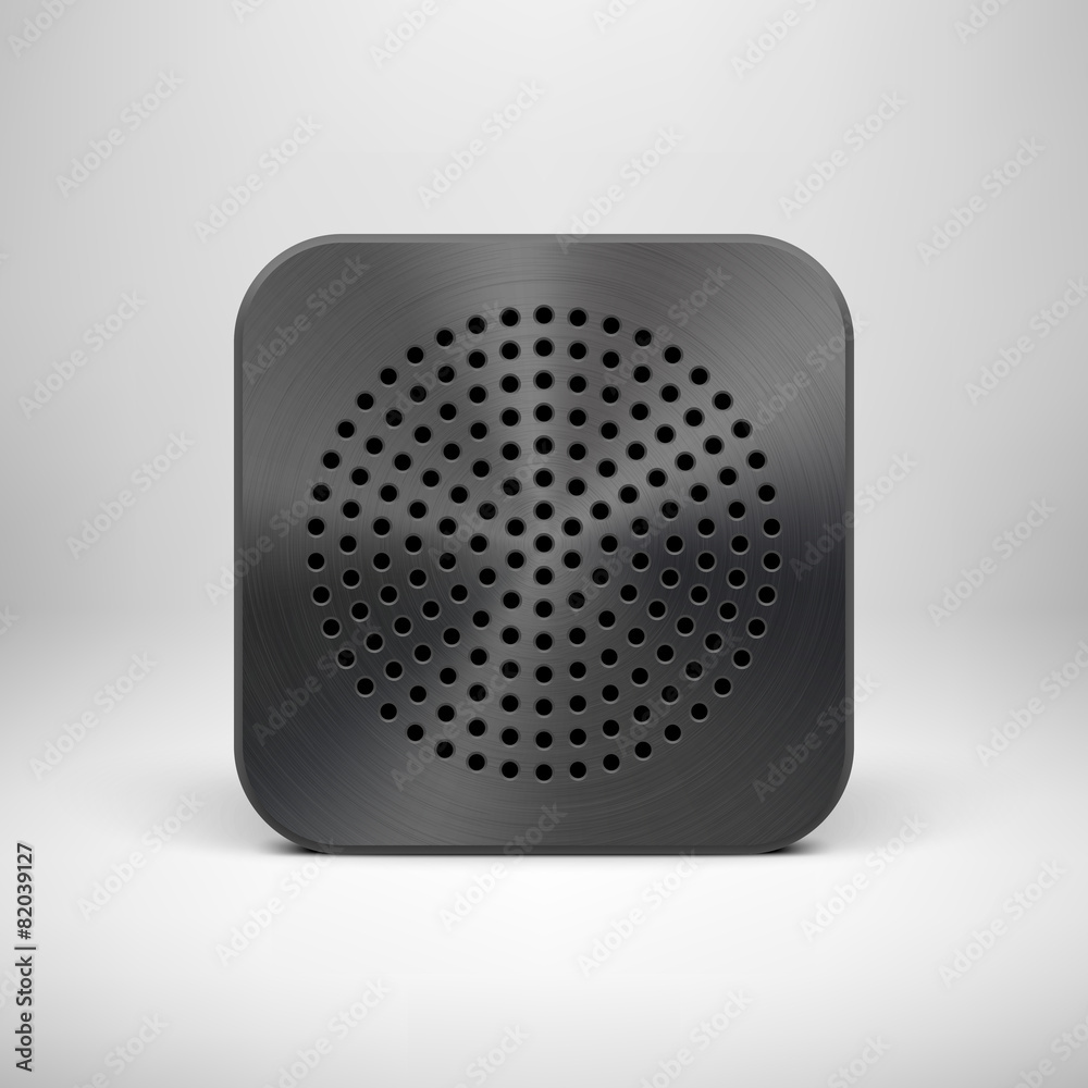 Black Abstract App Icon Button Template with Metal Texture Stock Vector ...