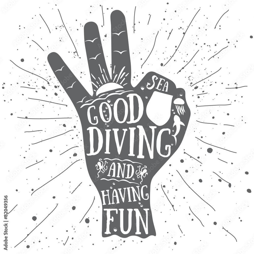 Ok sign premium vector graphic for scuba diving Stock Vector | Adobe Stock