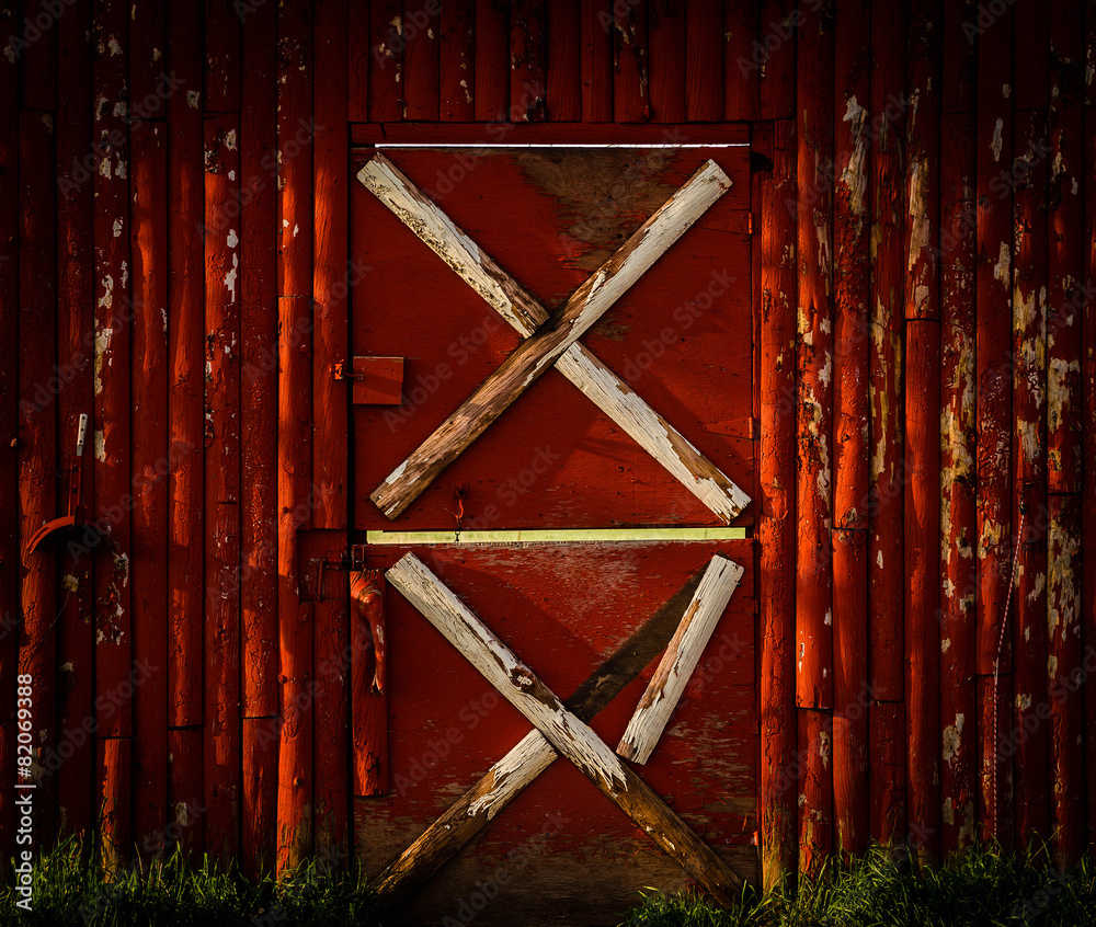 Red shed with white accents Stock Photo | Adobe Stock