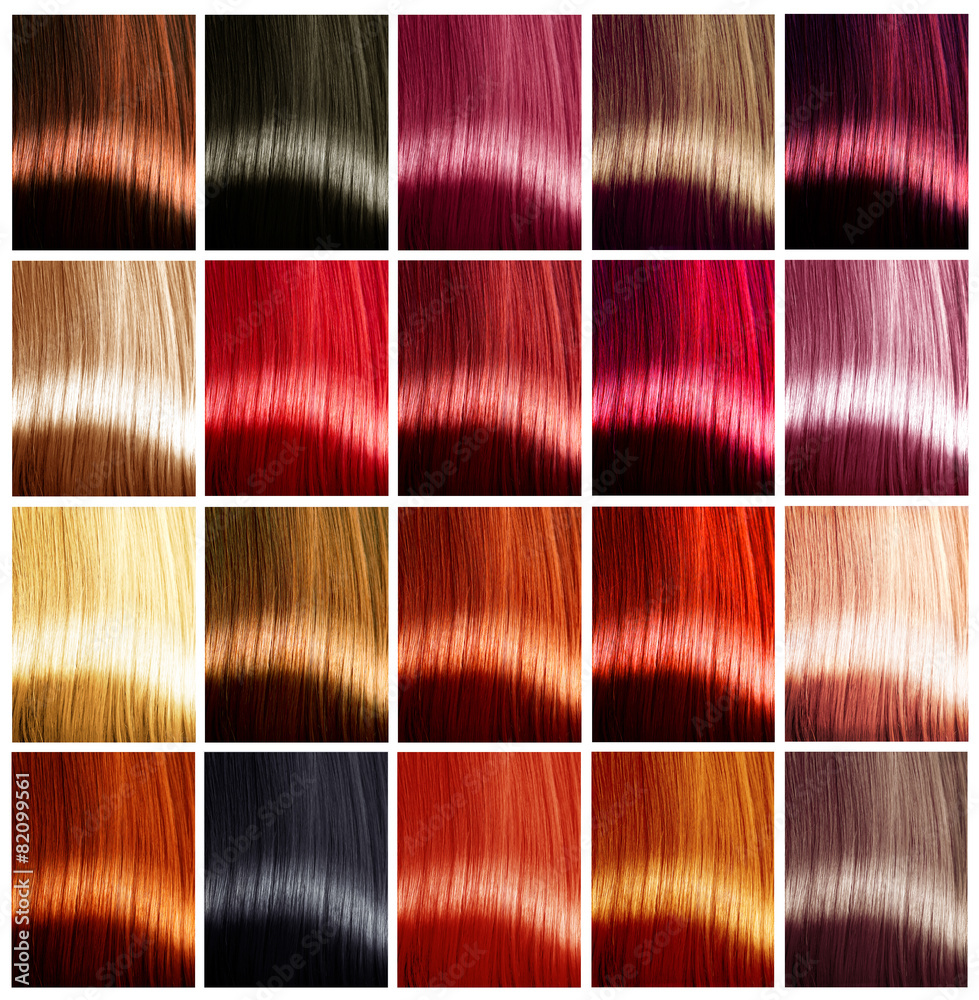 Hair colors palette. Tints. Dyed hair color sample Stock Photo | Adobe ...