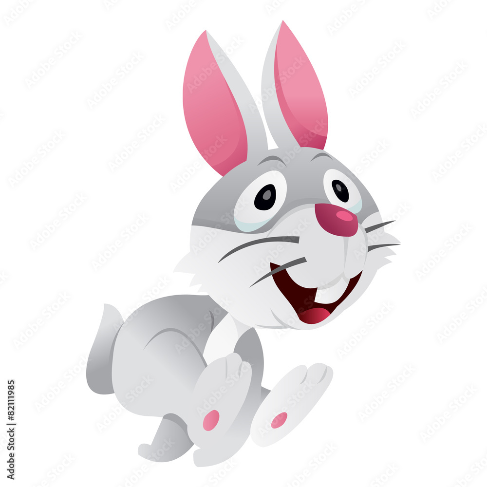 Cartoon Rabbit Jumping Out of Joy Stock Vector | Adobe Stock
