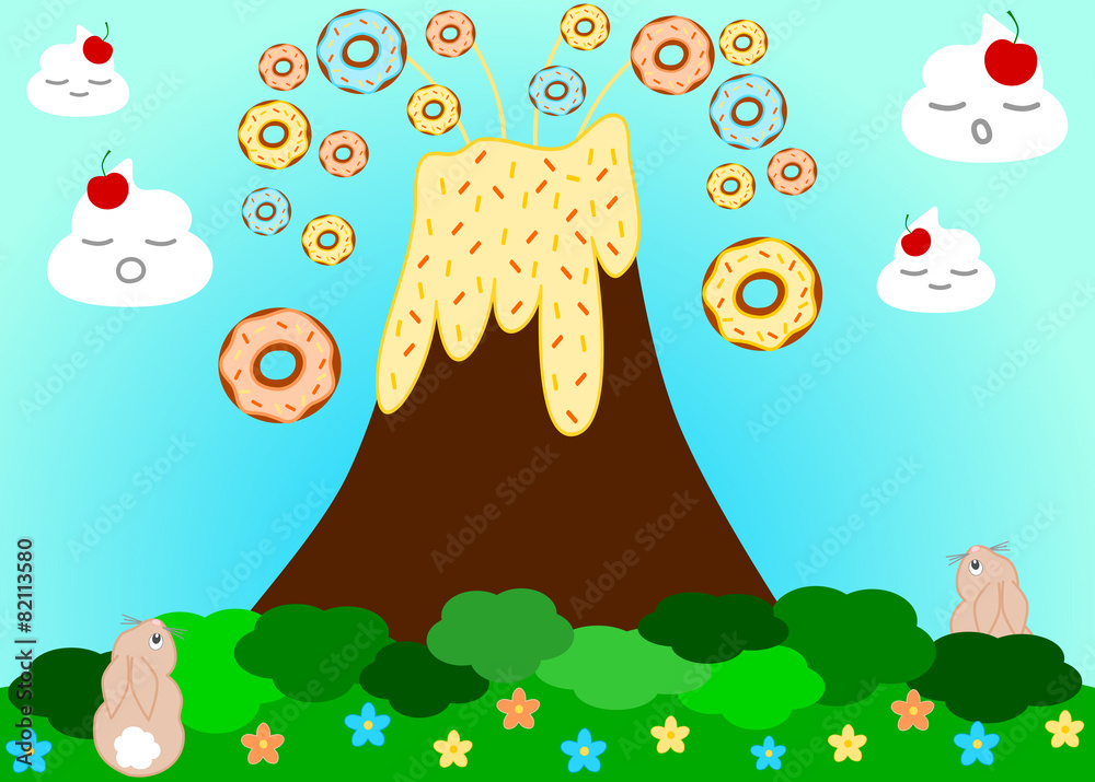 Cartoon Volcano With A Face