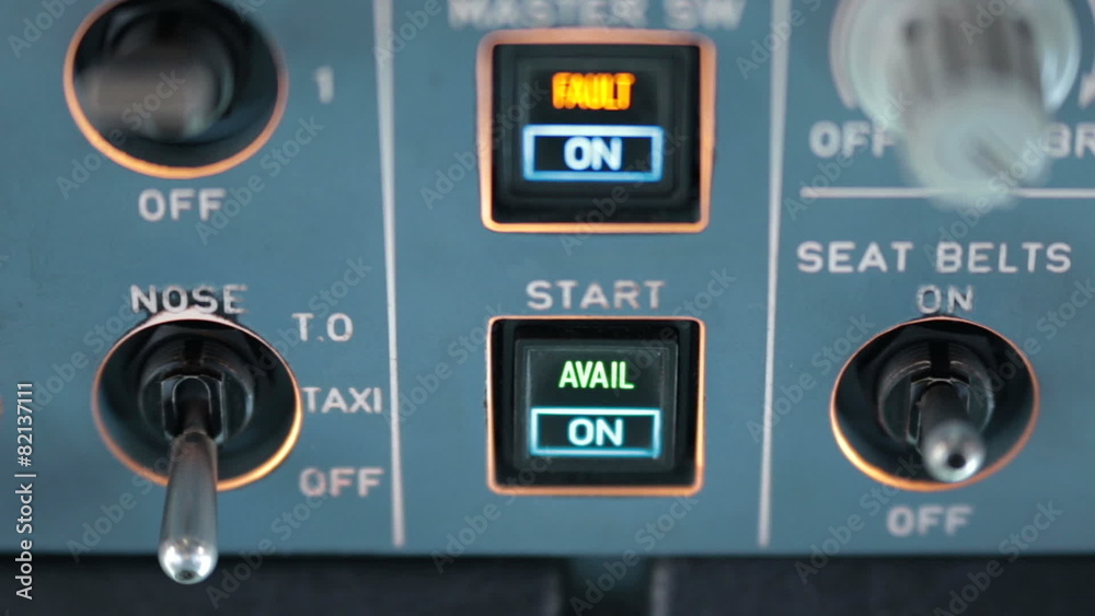 Cockpit cabin. Pilot switch controls aircraft Airbus A320 A319 素材庫影片 ...