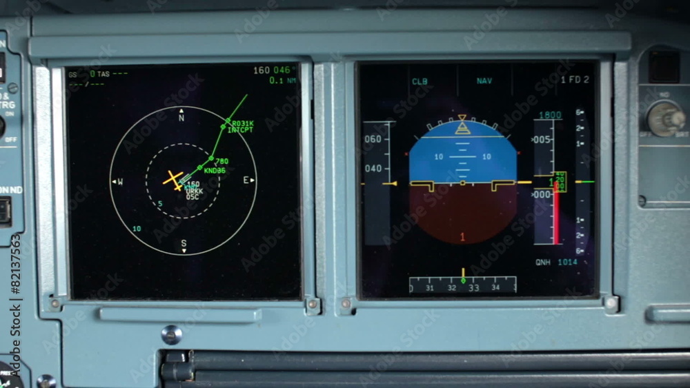 Cockpit cabin. Pilot switch controls aircraft Airbus A320 A319 素材庫影片 ...
