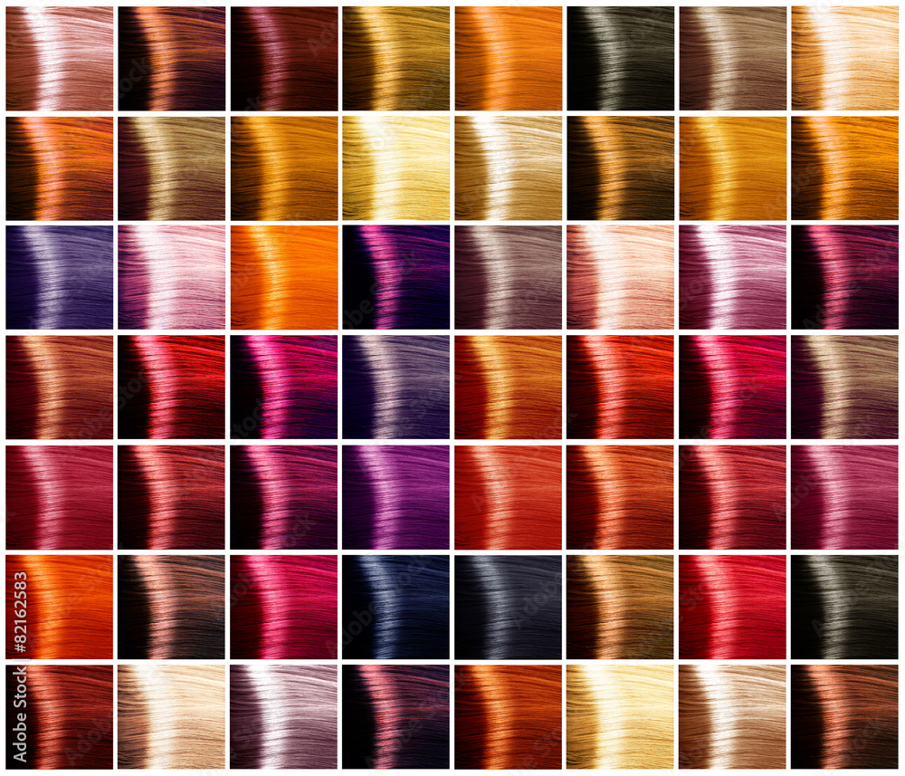 Hair colors palette. Tints. Dyed hair color sample Photos | Adobe Stock