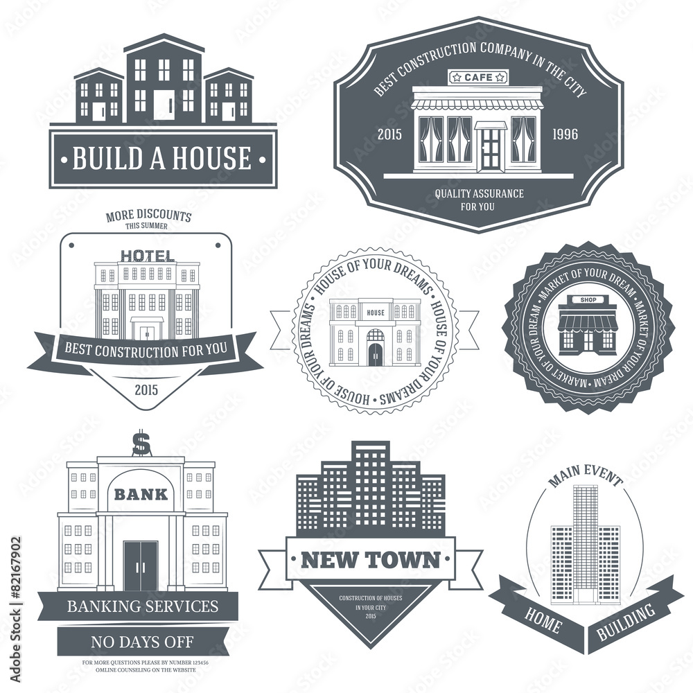 City buildings label template of emblem element for your product Stock ...