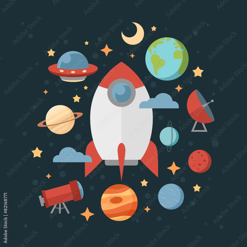 Space theme banners and cards Stock Vector | Adobe Stock