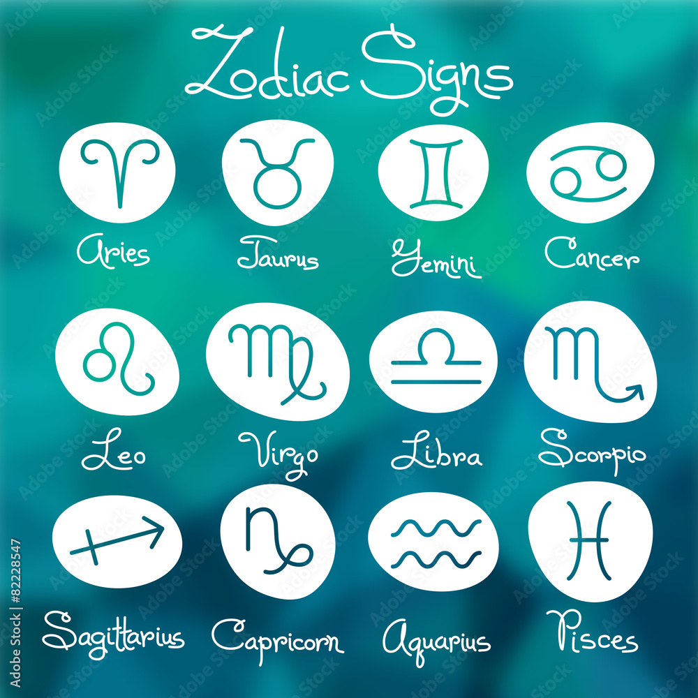 Set of simple zodiac signs with captions Stock Vector | Adobe Stock