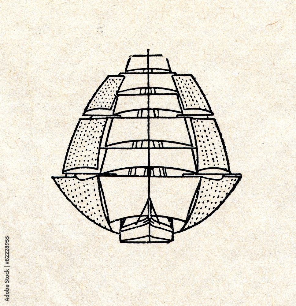 Sailing ship with a full set of studding sails Stock Photo | Adobe Stock