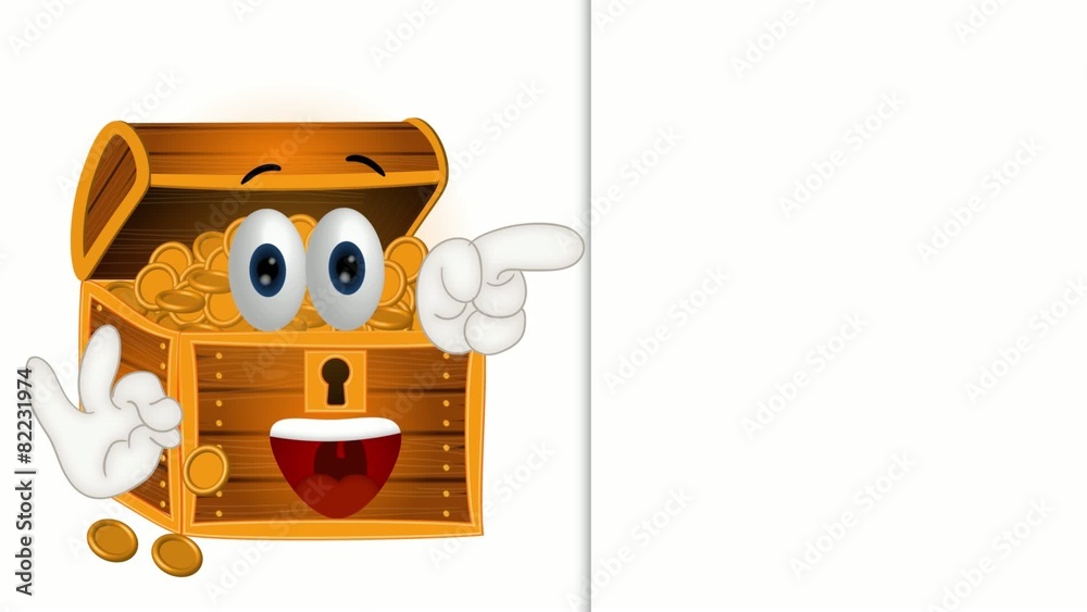 Funny treasure chest cartoon illustration comic hands Stock Video ...