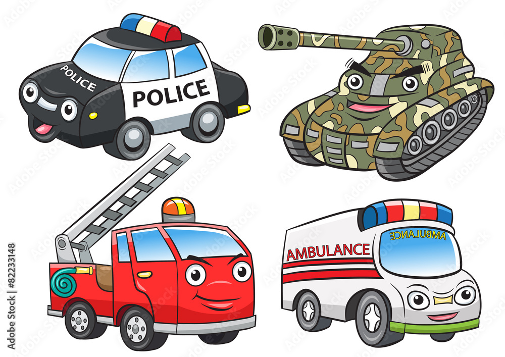 police fire ambulance tank cartoon Stock Vector | Adobe Stock