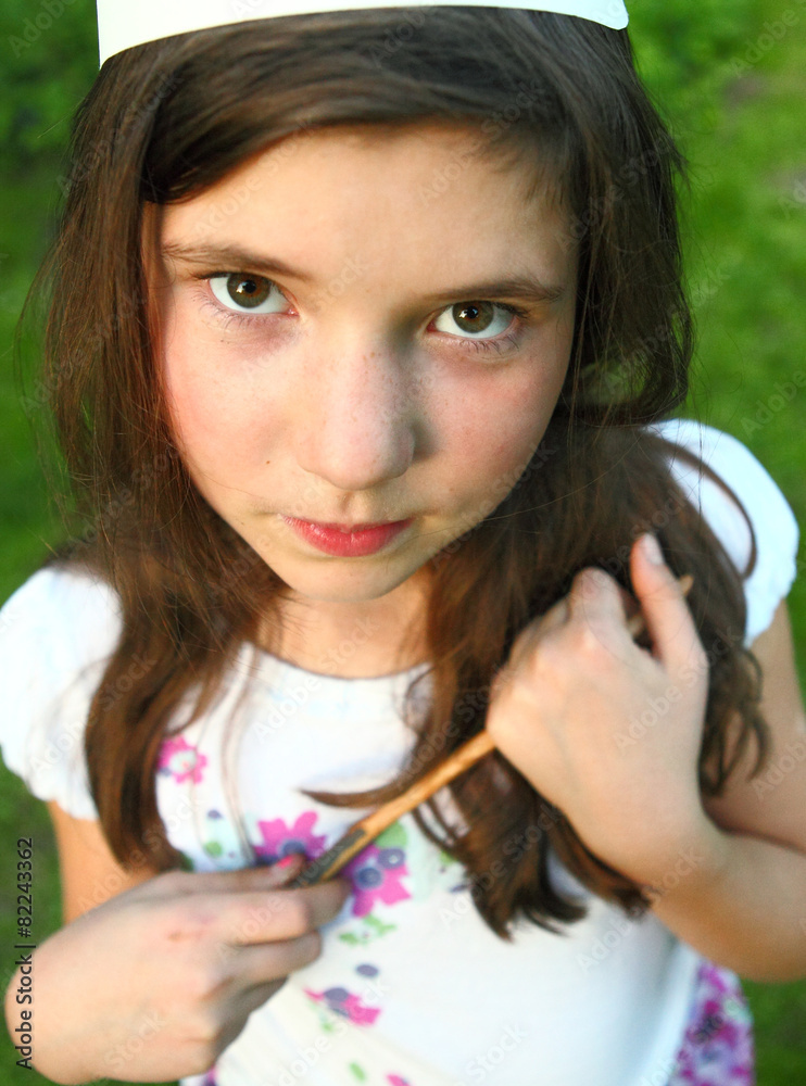 preteen beautiful gilr in good witch image Stock Photo | Adobe Stock