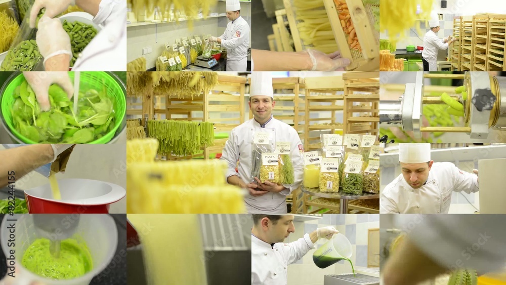 montage - production of pasta - entire process - chef smiles Stock ...