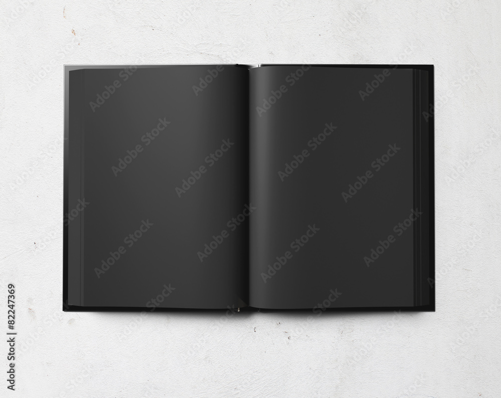 black open book on white concrete. 3d render Stock Photo | Adobe Stock