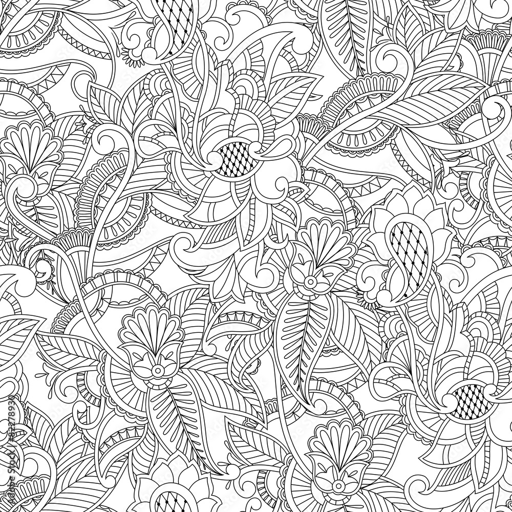 Vecteur Stock Monochrome Paisley Pattern Seamless Background Adobe Stock