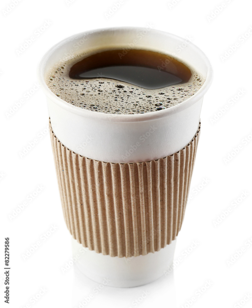 Paper cup of coffee isolated on white Stock Photo | Adobe Stock