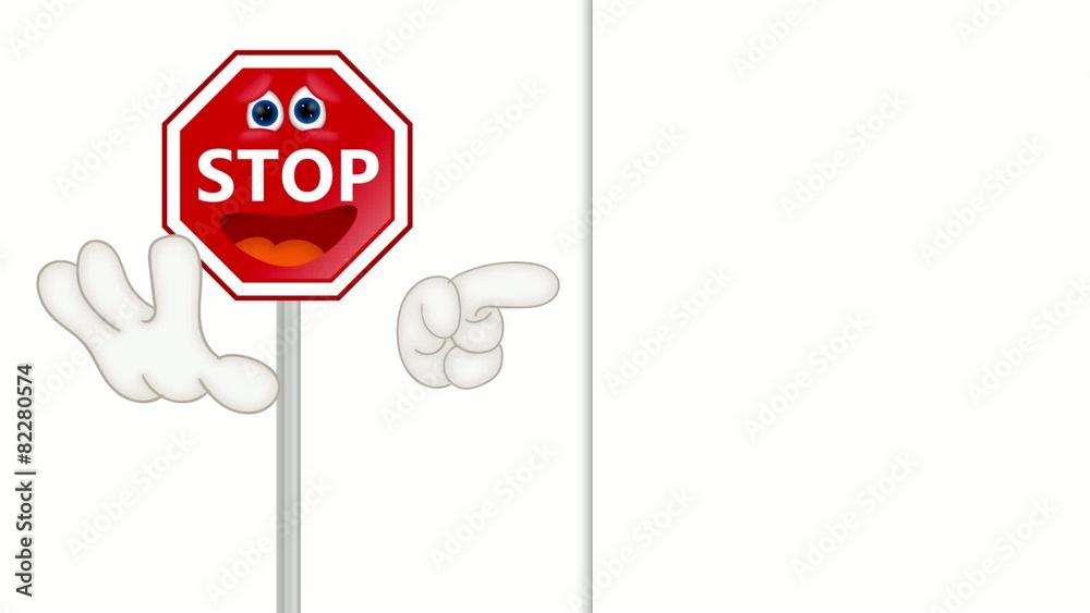 Funny stop sign traffic attention cartoon comic illustration Stock ...