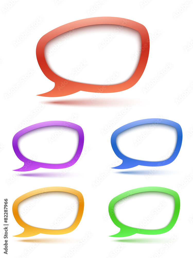 Five colored Speech Bubbles template on a white background, vect Stock ...