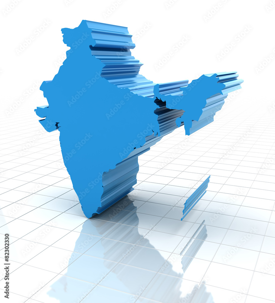 Extruded map of India Stock Illustration | Adobe Stock
