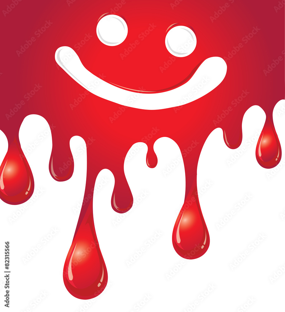Vector of Dripping blood with smiley face cartoon for background Stock ...