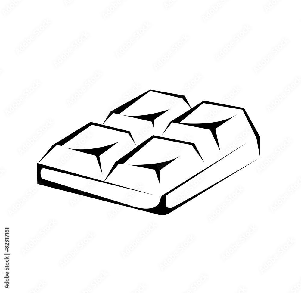Vector of line drawing of a chocolate bar on white background Stock ...