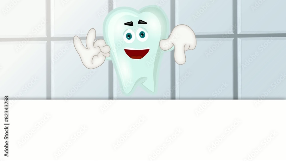 Funny tooth cartoon comic illustration children Stock Video | Adobe Stock